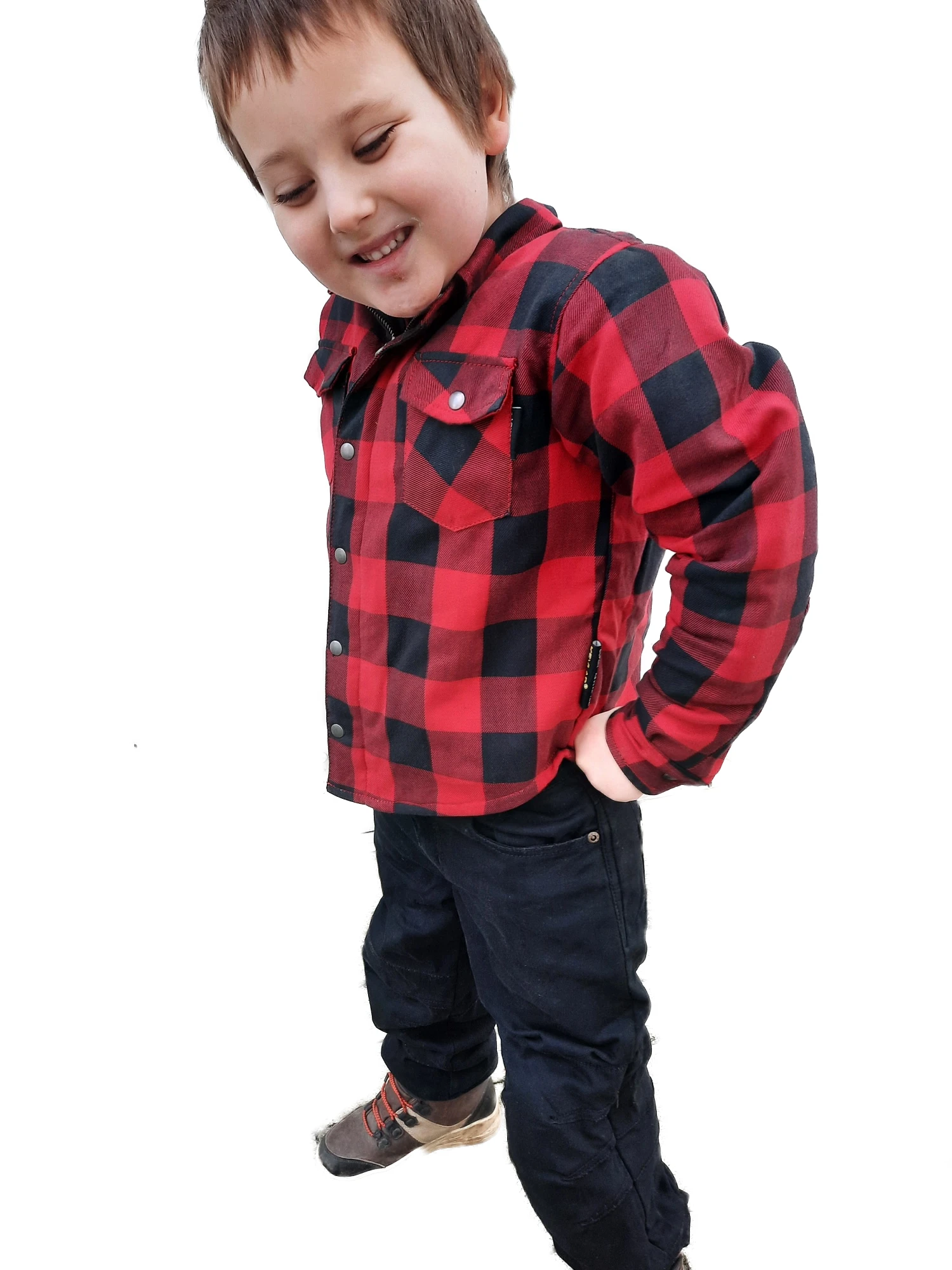 Kevlarskjorta Red Black -kid - mcvaror.se